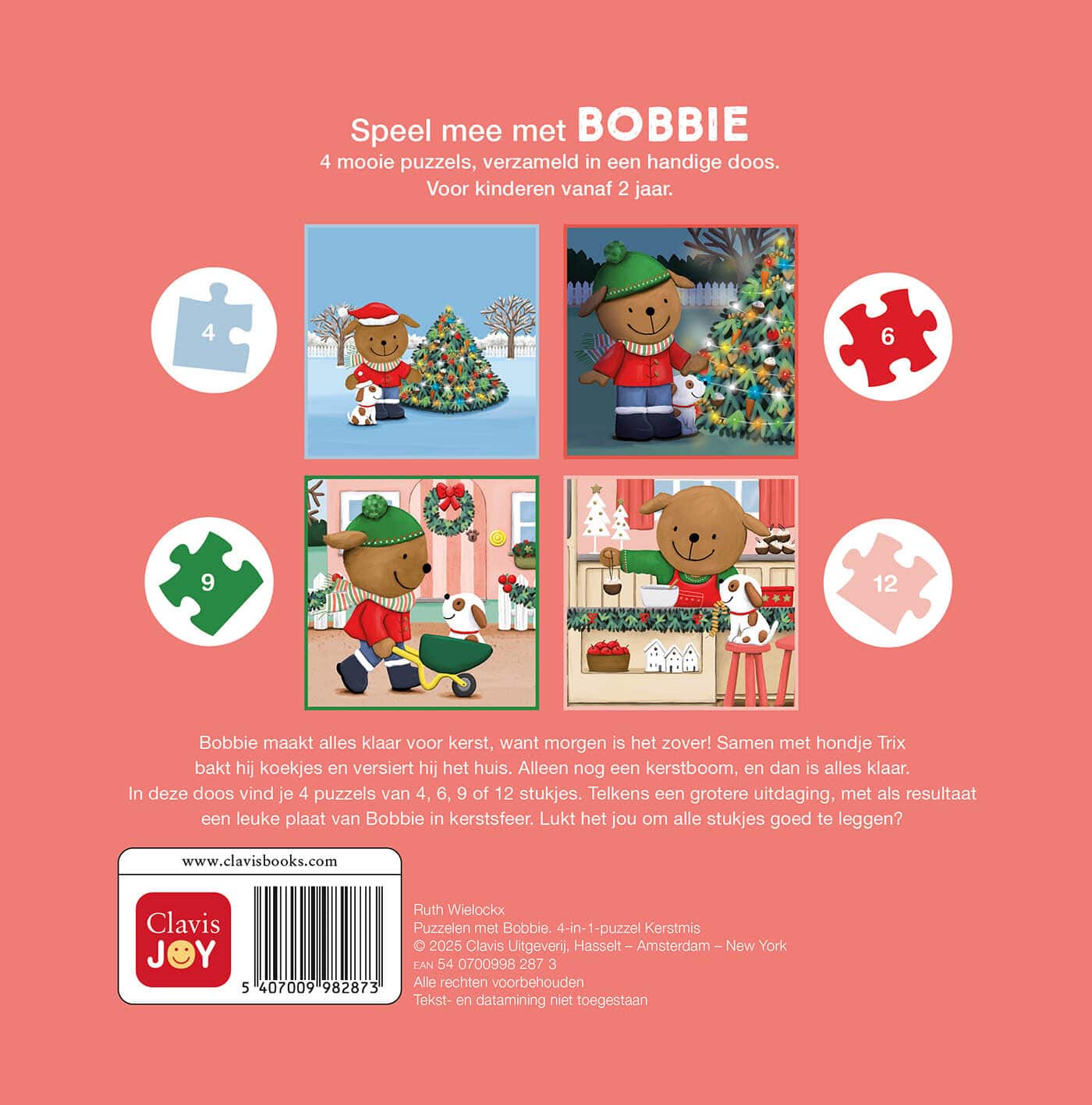 Puzzelen met Bobbie 4-in-1: Kerstmis | Boekhandel Pardoes